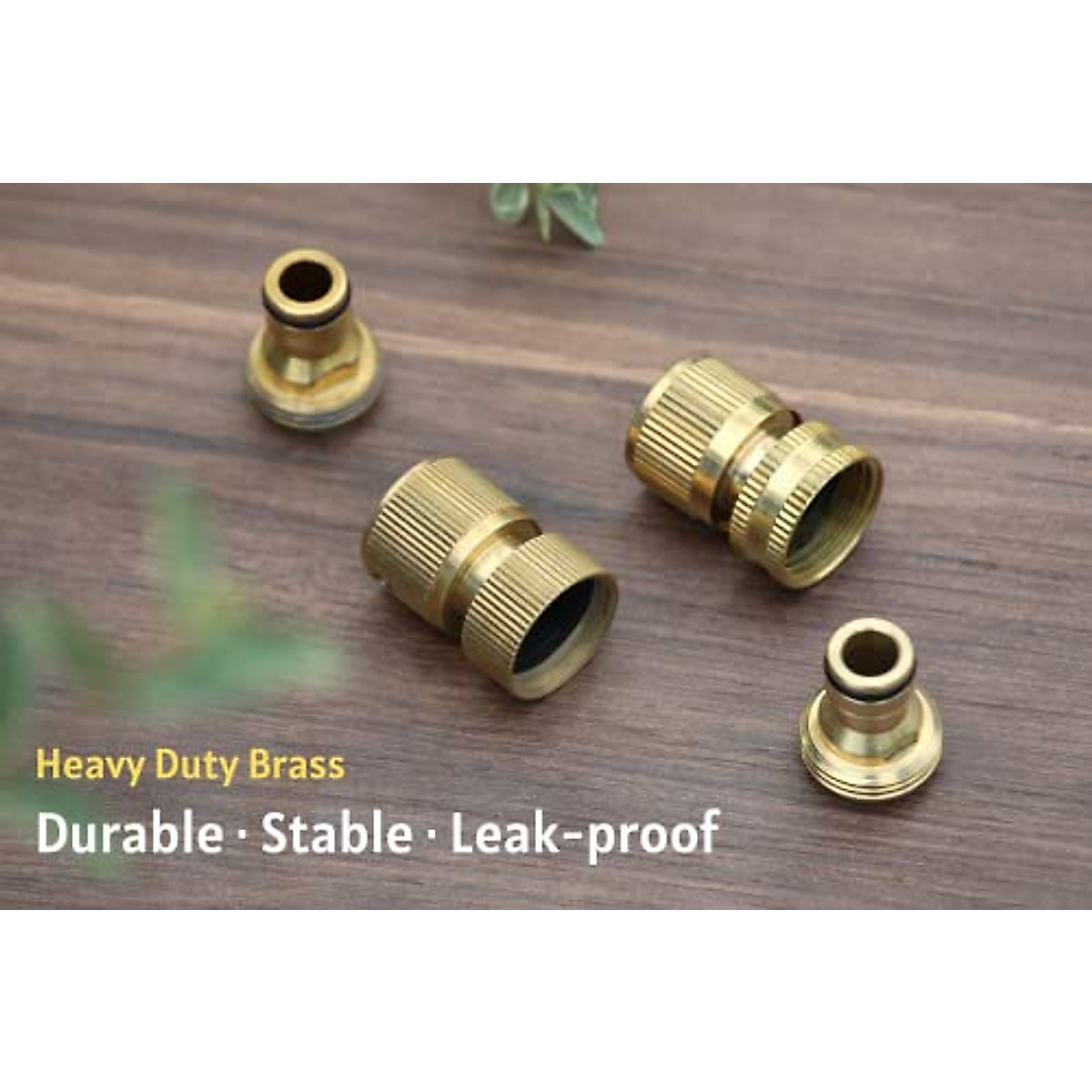 UEHICT Garden Hose Quick Connect - Quick Connect Garden Hose Fittings, Solid Brass Water Hose Quick Connect, 3/4 inch GHT, 2 Set