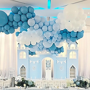 PartyWoo Baby Blue Balloons 140 pcs Blue Balloons Light Blue Balloons Different Sizes Pack of 18 12 10 5 Inch Pastel Blue Balloon Arch Kit Garland for Boy's Baby Shower Party Decorations Blue-Q13