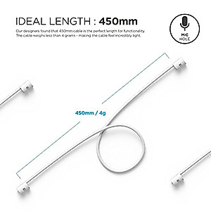 elago AirPods Strap [White] - [Compatible with Apple AirPods 1 & 2][Compact][Lightweight][Ideal Length] – for Apple AirPods 1 & 2