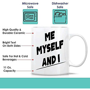 Bride's Gift, for Me, Myself, and I - Engraved or Monogrammed Design on Grey and Multicolor Sweat - 11 Oz White Ceramic Coffee Mug
