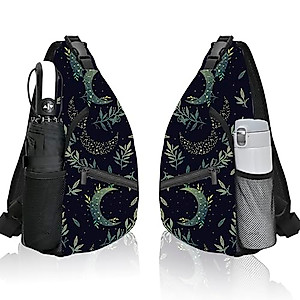 Yrebyou Moon Sling Bag for Women Men Chest Backpack Travel Crossbody Daypack for Hiking Cycling Running