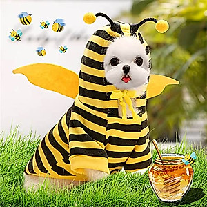 Pet Clothes for Medium Dogs Cartoon Bee Printing Sweater Cats Bee Sweater Set Bee Dressing Supplies Winter Sweater 6 Sizes Clothes for Small Dogs Girls Dress