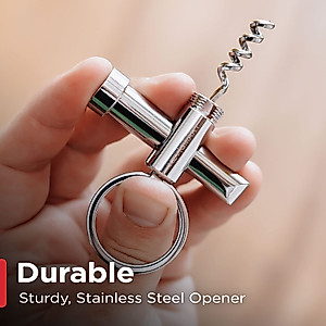 KeySmart CorkSmart - 2-in-1 Keychain Wine Opener and Bottle Opener, the Ultimate Dual Bottle Opener and Wine Bottle Opener Corkscrew Keychain Accessory
