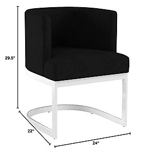 Meridian Furniture Gianna Collection Modern | Contemporary Velvet Upholstered Dining Chair with Polished Chrome Metal Frame, 24" W x 22" D x 29.5" H, Black