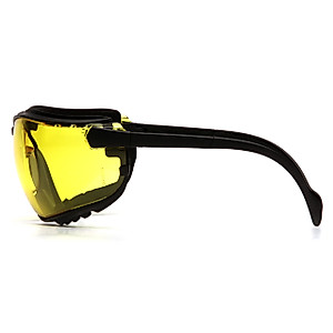 Pyramex V2G Safety Glasses, Black Frame/Amber Anti-Fog Lens