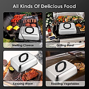 Joyfair 9 Inch Basting Cover, Stainless Steel Rectangle Cheese Melting Dome for Griddle Flat Top Grill Teppanyak, Ideal for Outdoor Grilling/Kitchen Steaming Cooking, Heavy Duty & Dishwasher Safe