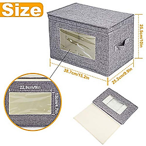 Corodo Storage Bins with Lids, 2 Pack Storage Box, Foldable Organizer Bins with Handles and Clear Window (Grey, 15x10x10inch, 25L)
