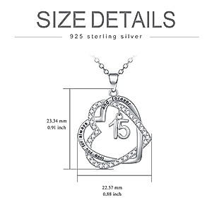 iiw 15th Birthday Gifts for Women 925 Sterling Silver Forever Love Heart Pendant Necklace Sweet 15 Necklace Anniversary Jewelry 15 Years Old Jewelry Gifts for Her