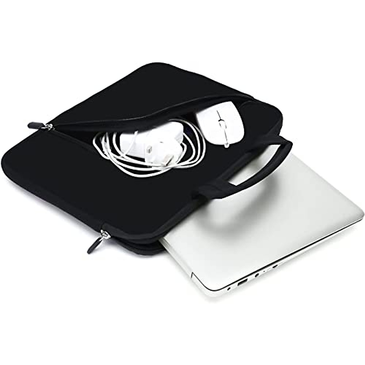 11.6 12 12.1 Inch Laptop Sleeve Carrying Bag Protective Case Neoprene Sleeve Tote Tablet Cover Notebook Briefcase Bag with Handle Extra Pockets for Women（Black）