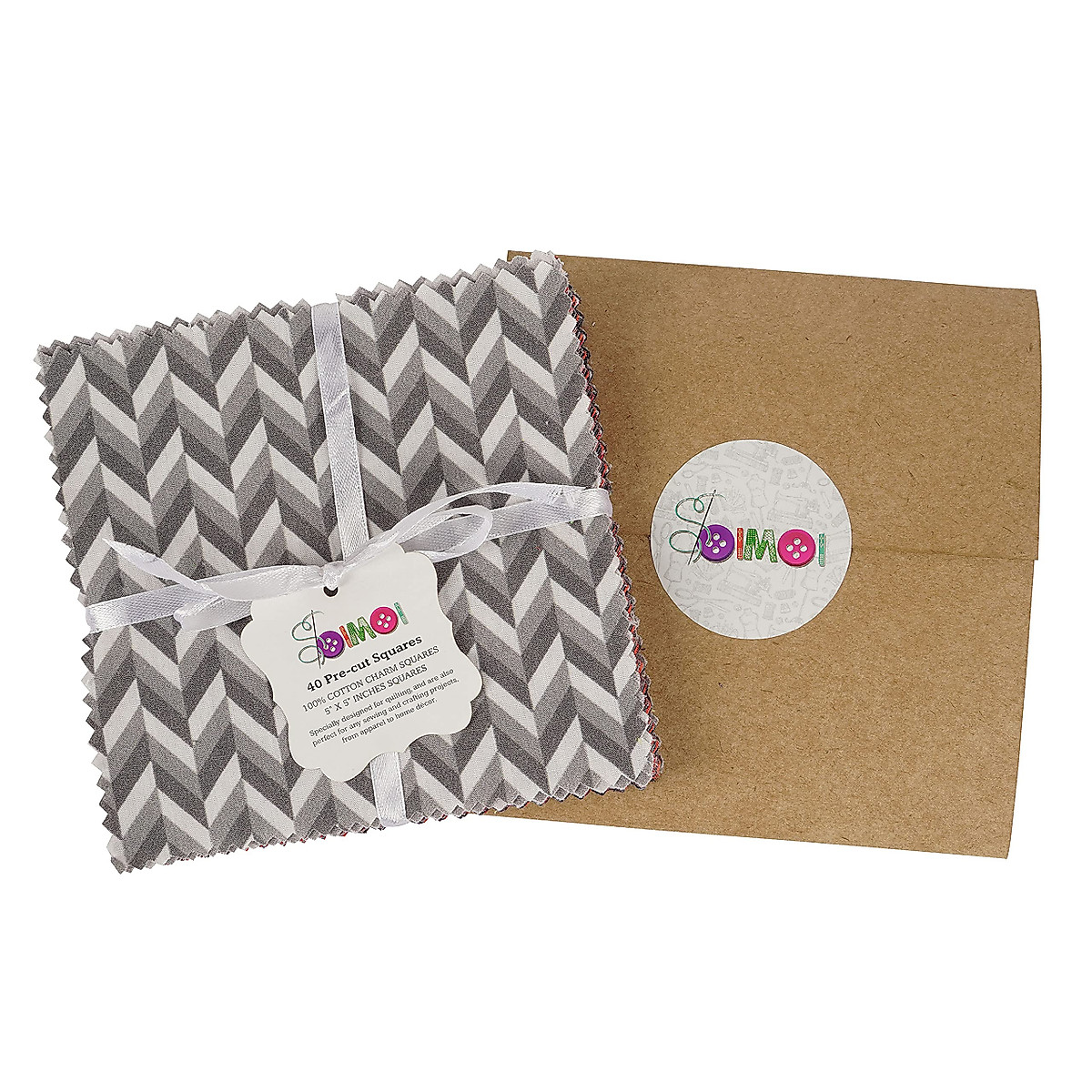 Soimoi Precut 10-inch Christmas Prints Cotton Fabric Bundle Quilting Squares Charm Pack DIY Patchwork Sewing Craft- Light Gray-F5