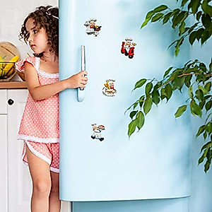 fzbali Italian Fat Chef Fridge Magnets Set of 4, Cute Chef Figurine Statue Decorations for Home Kitchen Restaurant, Funny 3D Resin Baker Refrigerator Decors Accessories