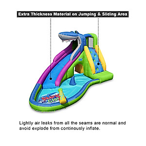 ACTION AIR Inflatable Water Slide, Shark Bounce House with Slide for Wet and Dry, Playground Sets for Kids Backyard, Water Spray & Water Pool, Durable Sewn with Extra Thick Material