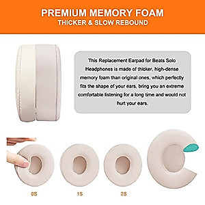 Ear Pads Replacement for Beats Solo 3 - GVOEARS Earpad Cushions Covers for Solo 2 Solo 3 Wired Wireless ON-Ear Headphones with Noise Isolation Memory Foam Protein Leather (Light Pink)