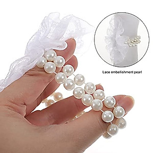 Toddmomy Pearl Bracelet Elastic Pearl Wrist Corsage Bands 10pcs Faux Pearl Wedding Wristlets DIY Lace Wrist Corsages Accessories for Wedding Prom Bride Hand Corsage Wristlet