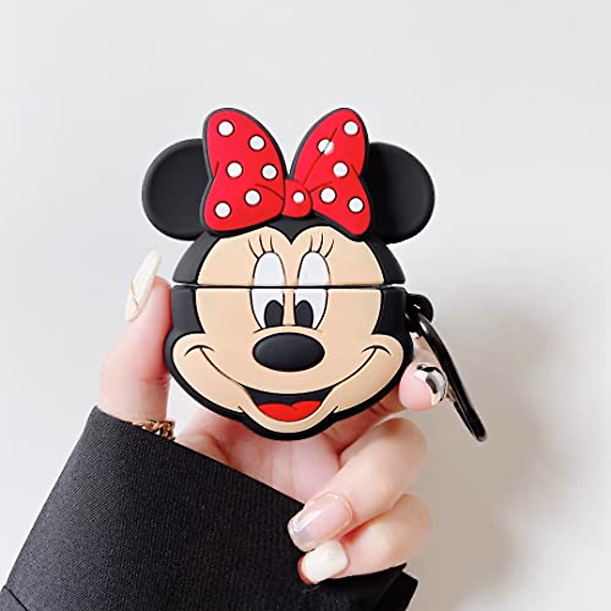 COCOMII Cartoon Case Compatible with AirPods 3 - Silicone, Slim, Matte, Cute Funny Animated, Anxiety & Stress Relief, Keychain Ring, Fingerprint Resistant, Anti-Scratch, Shockproof (Minnie Face)