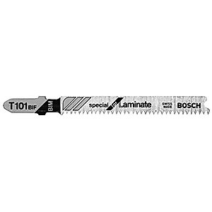 BOSCH T101BIF 5-Piece 3-1/4 In. 14 TPI Special Laminate Cutting T-Shank Jig Saw Blades, Silver
