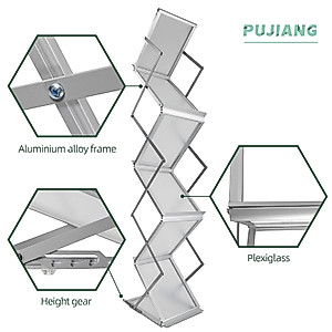 PUJIANG Literature Catalog Rack Foldable Magazine Brochure Display Rack Stand with Portable Oxford Bag for Office Store and Exhibition Trade Show (6 Pockets)