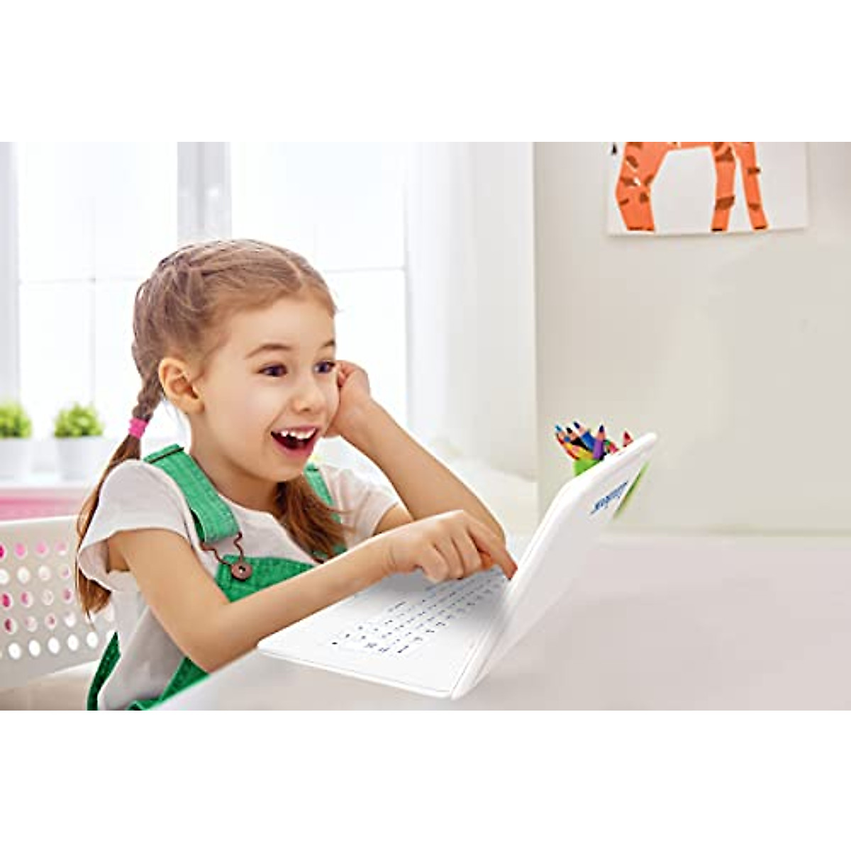 LEXiBOOK JC598i13 Educational and Bilingual Laptop Arabic/English-Toy for Child Kid (Boys & Girls) 124 Activities, Learn Play Games and Music-White/Blue