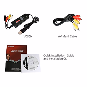 Diamond VC500SE One Touch VHS/Camcorder to Digital File Converter for Both Windows and Mac OS (Supports Mac OS Ventura)