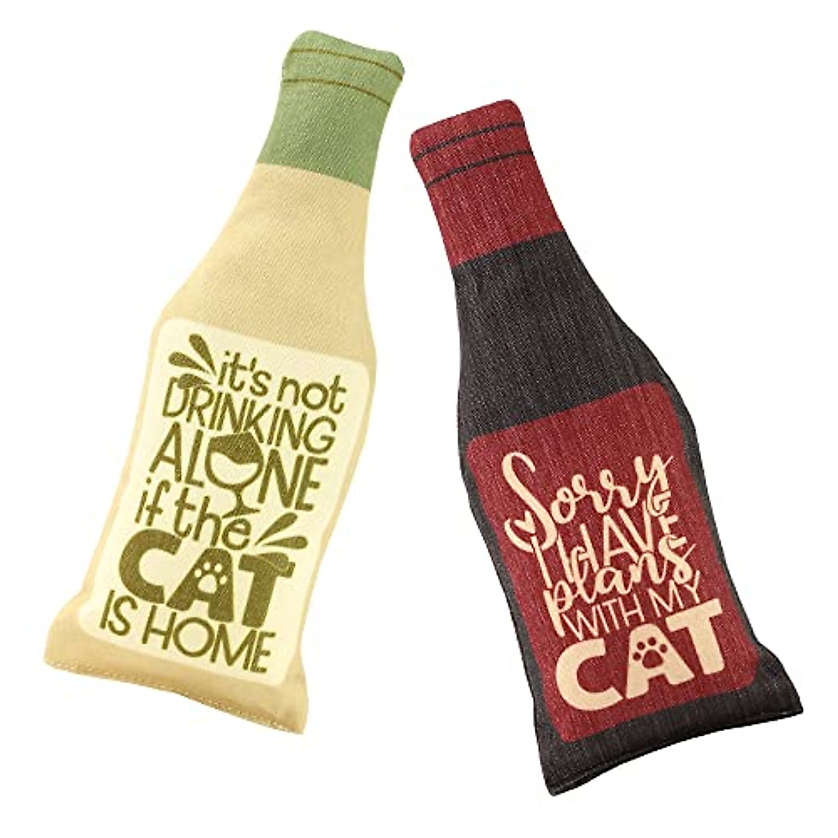 Wine Bottle Catnip Toys for Cats and Kittens Plush Wine Bottle - Funny Cat Toy Moscato and CATbernet - Cat Nip Toy for Wine Drinking Cat Moms and Dads