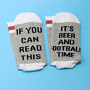 PWHAOO 1 Pair Beer Lover Gift Football Lover Socks If You Can Read This It’s Beer And Football Time Socks (Football Time Sock)