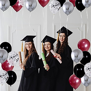 HappyField Graduation Party Decorations 40pcs Burgundy Black Silver Party Balloons For Birthday Decoration Wedding Bridal Shower Anniversary 2024 Maroon Black Silver Graduation Party Supplies