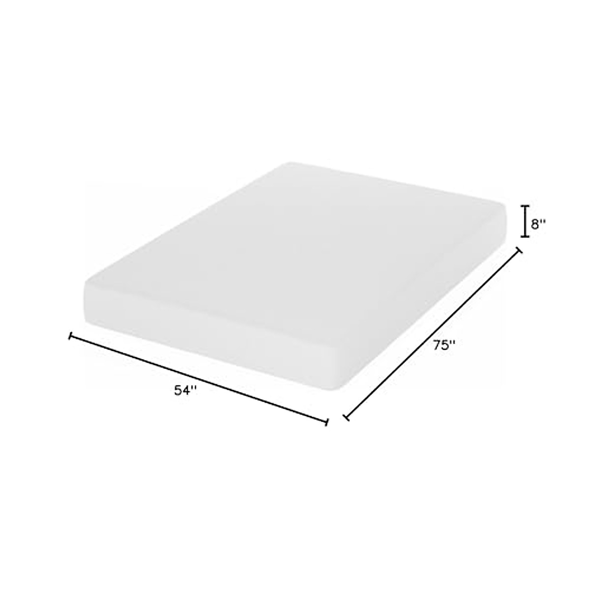 Furinno Tidur Cooling Gel Memory Foam Mattress, 8 Inch, Full, White