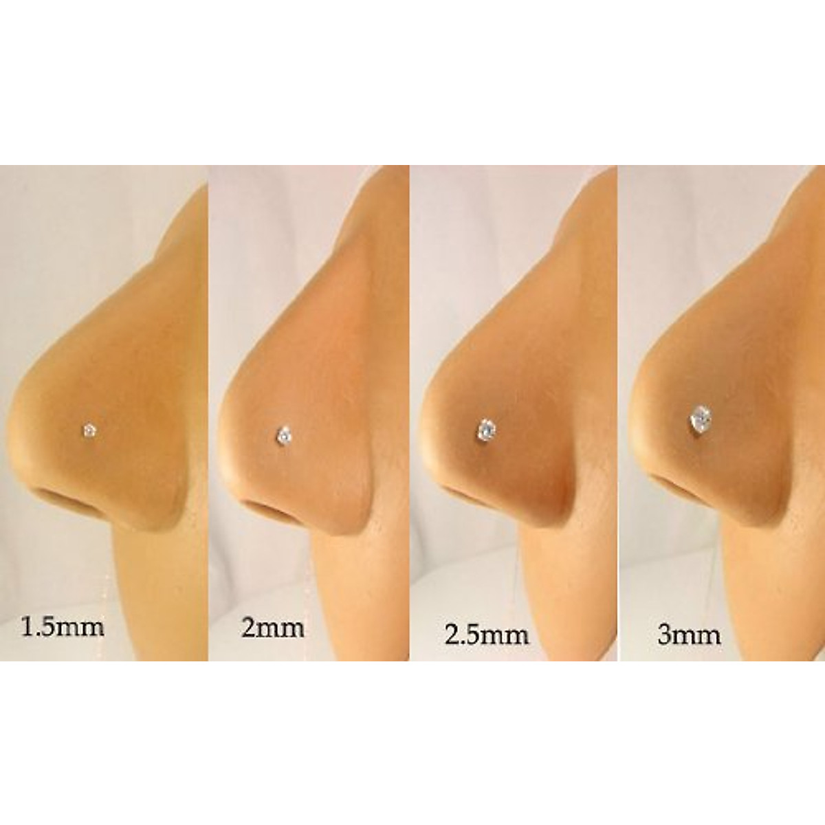 925 Sterling Silver Straight Nose Stud Ring 2.5mm Blue Faux Opal 22G