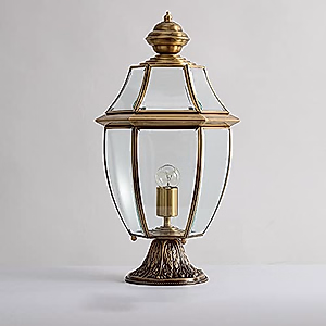 Enlylyog Outdoor Wall Column Head Lamp Door All Copper European Style Lighting Waterproof Home Villa Garden Street Lamp Landscape Garden Lamp Hotel Outdoor Lamp