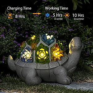 LESES Garden Statues, Turtle Garden Decor Clearance Solar Statue with 7 LED Lights Outdoor Ornament for Outside, Turtle Garden Figurines Cute Decorations for Patio Yard Lawn Gifts
