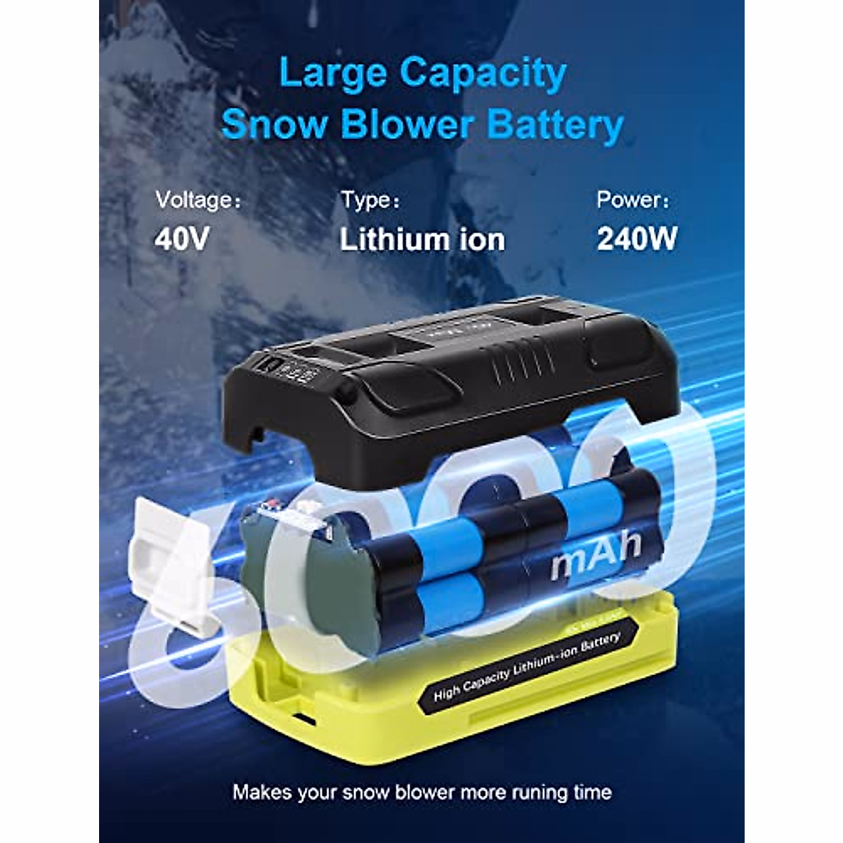 Aoasur 6.0Ah Battery Replacement for Snow Joe 40V and Sun Joe 40V Battery (Green)