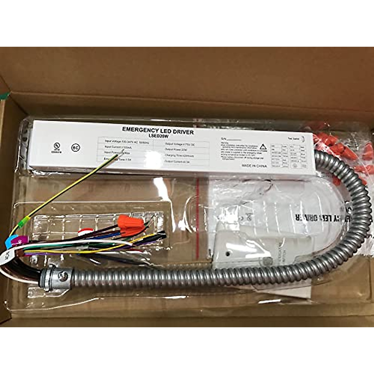 LED Emergency Backup Driver 20W, 120V-347VAC, Rechargeable UL Approved Backup Battery, Over 90mins Emergency Time, for LED troffer, Panel and Tubes