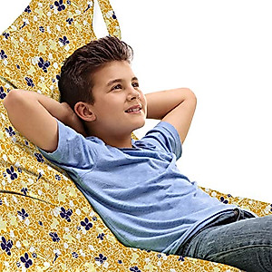 Ambesonne Floral Lounger Chair Bag, Various Colored Hand Drawn Small Flowers Illustration, High Capacity Storage with Handle Container, Lounger Size, Champagne Earth Yellow