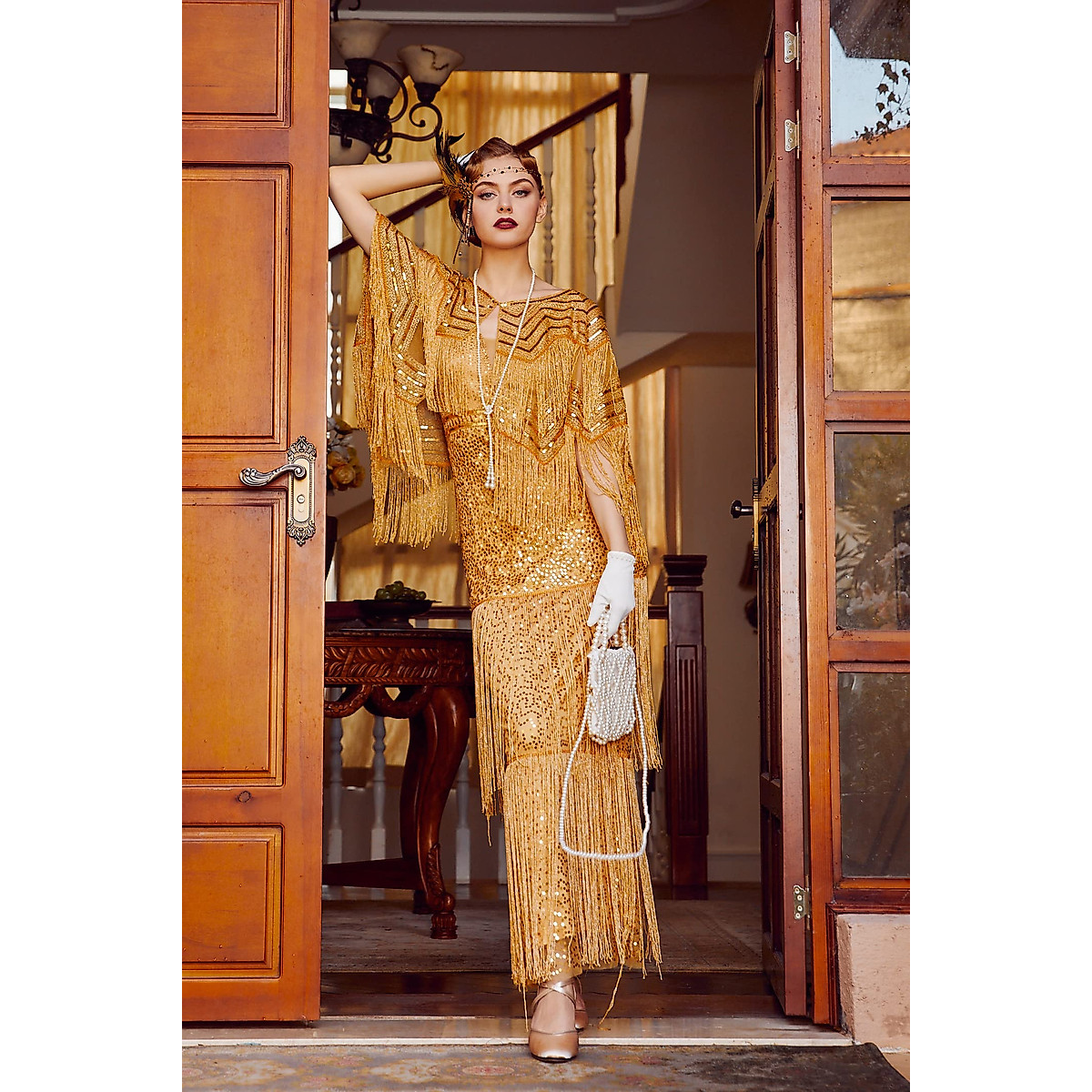 BABEYOND 1920s Women Feather Crystal Headband 20s Flapper Gatsby Headpiece