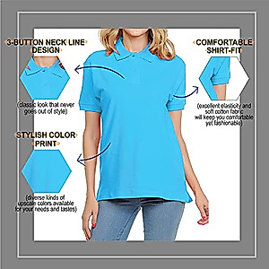 FRESH TEE Women's Adult Unisex 100% Cotton Classic Fit Polo Shirt Short Sleeve for Daily Work School Uniform (Large, Sky Blue)