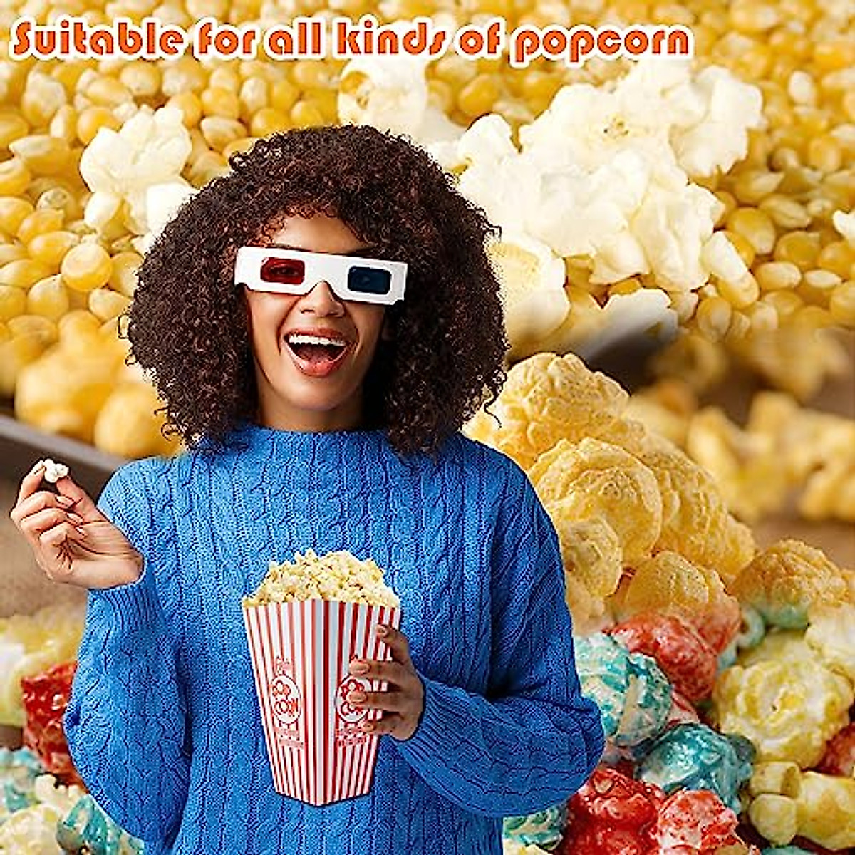 HengKe 50 Pieces Paper Popcorn Bags,Bags Disposable Paper Popcorn, Grease Resistant Popcorn for Popcorn Machine Party Christmas Thanksgiving Movie Theme Party Carnivals Popcorn Maker