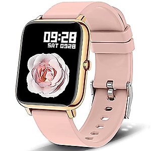 Popglory Smart Watch, Smartwatch with Blood Pressure, Blood Oxygen Monitor, Fitness Tracker with Heart Rate Monitor, Full Touch Fitness Watch for Android & iOS for Men Women