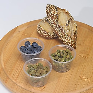 Packer Mate [150 Sets - 2 oz] Portion Cups With Lids, Jello Shot Cups With Lids, Small Plastic Containers With Lids, Plastic Sauce Cups With Lids, Disposable Condiment Cups With Lids, Souffle Cups