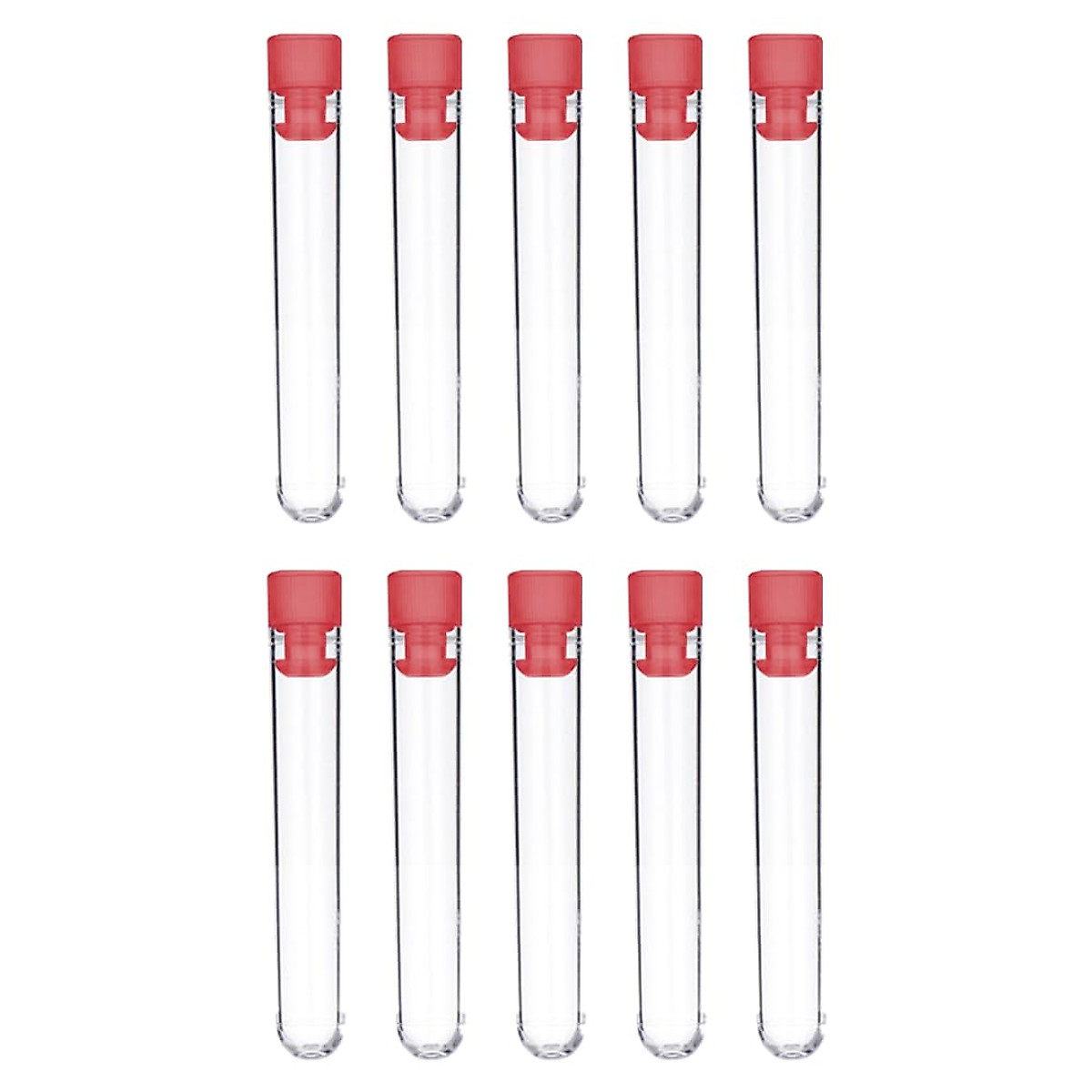 CTFRQC 10 Pcs Test Tubes, Clear Plastic Test Tubes with Caps for Scientific Experiments, Candy Beads Sample Storage, Kids Party Supplies, Halloween, Christmas (15 x 100mm)