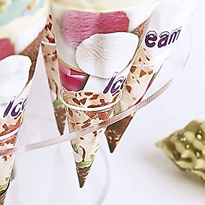 Peohud 2 Pack Ice Cream Cone Holder, 16 Holes Acrylic Ice Cream Cone Display Stand, Clear Waffle Hand Roll Sushi Display Rack for Weddings, Birthday Parties, Anniversaries, Round