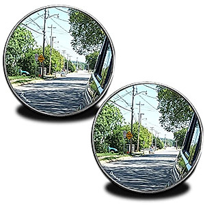 Zento Deals Pack of Two 2 Inch Stick-on Rearview Blind Spot Mirrors Aluminum Border Thin Car Mirrors