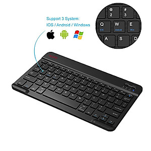 ALLIFE Universal Ultra Light Slim Portable Wireless Bluetooth 3.0 Keyboard for iOS iPad iPad Air, Pro, Mini, Android, Windows Tablets PC Smartphone with Protection Case Stand