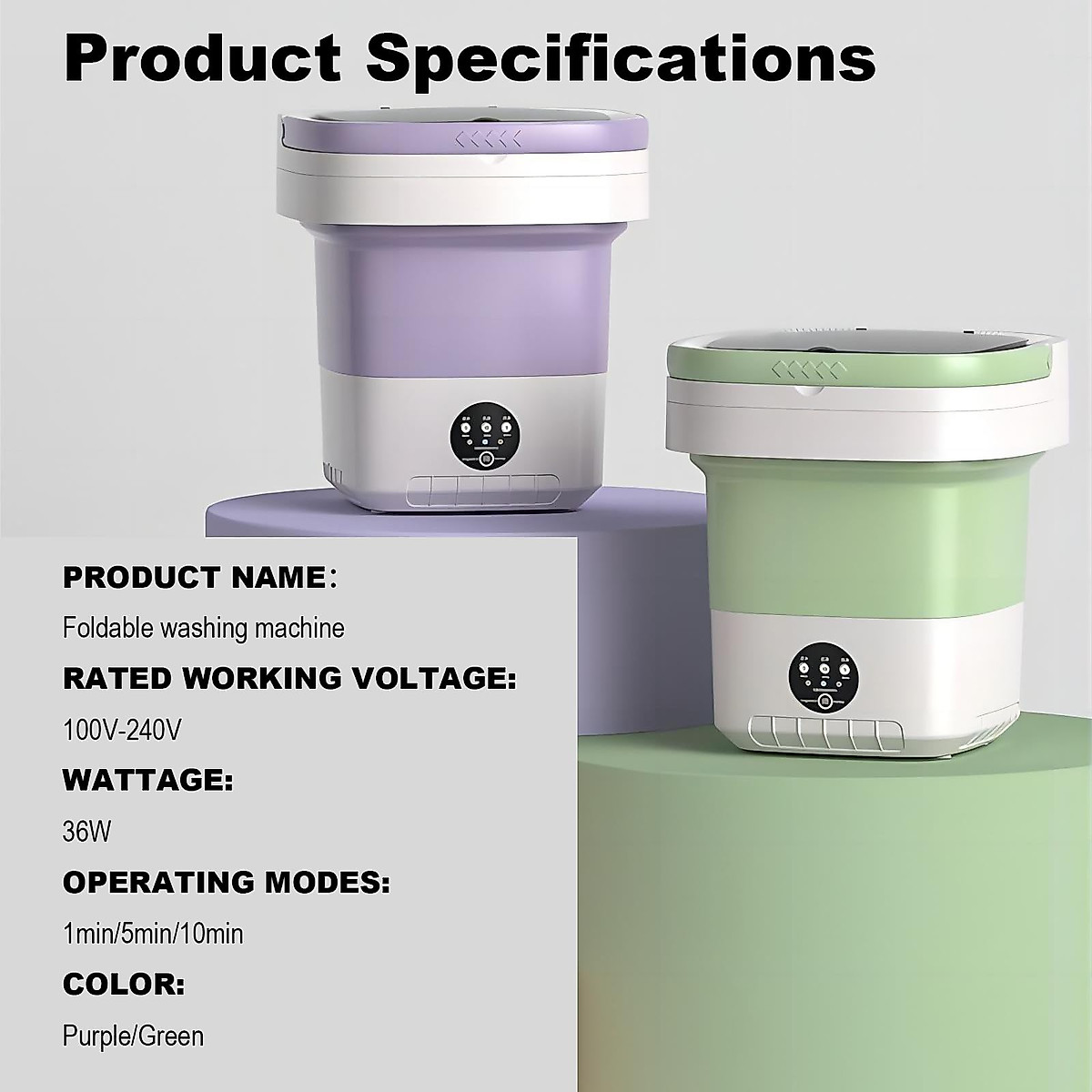 Portable washing Machine,9L High Capacity with 3 Modes Deep Cleaning for Apartment, Camping, RV, Travel, Underwear, Personal, Baby,Pet Clothes - (100V-240V)-Purple