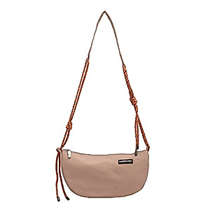 Women Lightweight Canvas Shoulder Bag, Adjustable Rope Strap Hobo Crossbody Handbag Casual Tote Shopping Travel Bag (Pink)