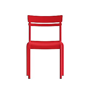Flash Furniture Nash Commercial Grade Steel Stack Chair, Indoor-Outdoor Armless Chair with 2 Slat Back, Set of 4, Red