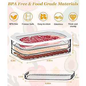 QUSUKO Deli Meat Container for Fridge, Lunch Meat Container for Refrigerator, Food Storage Boxes with Lid for Cold Cuts, Lunch Meat, Salami, Meal Prep Containers, BPA Free, 3pcs