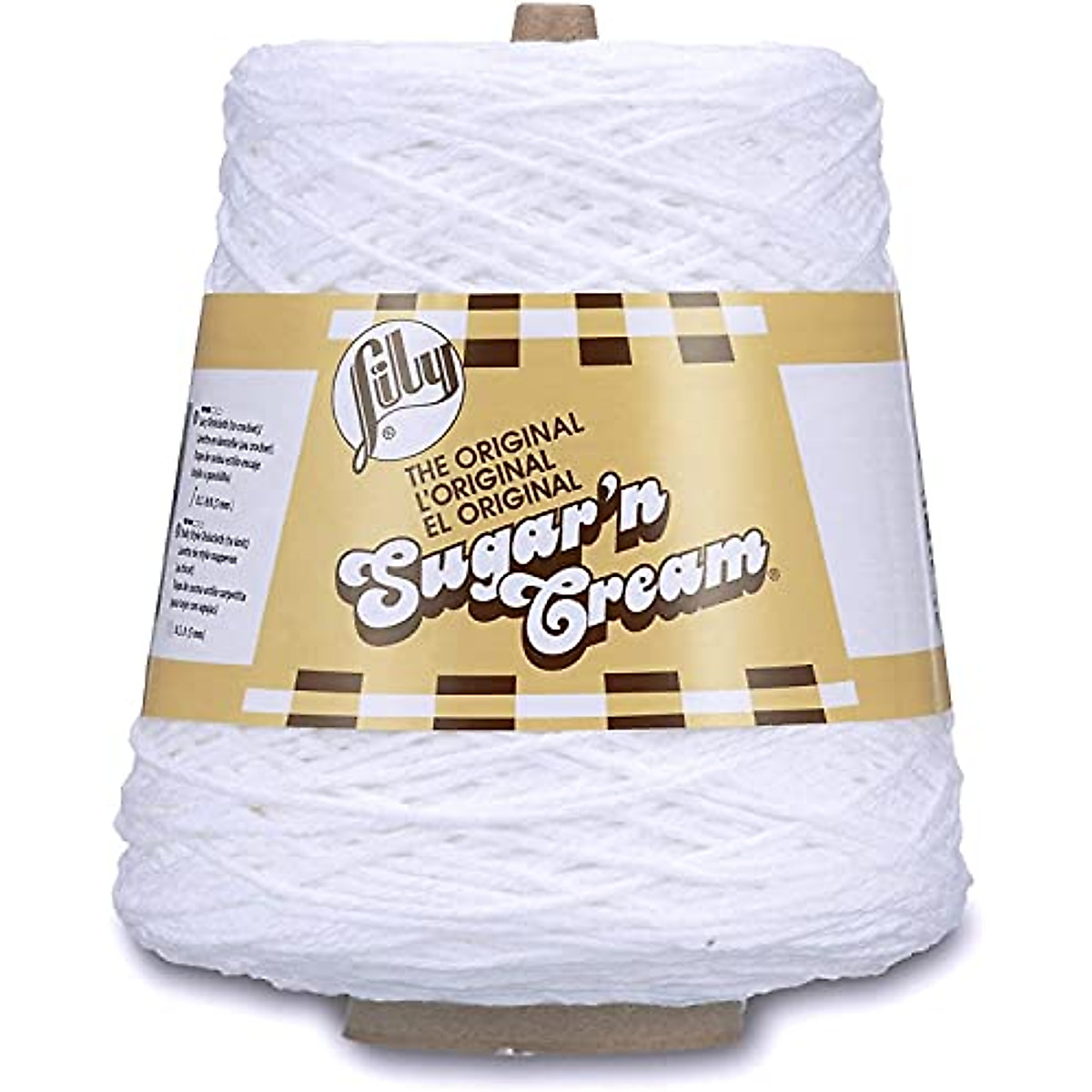 Lily Sugar N Cream Cones White Yarn - 1 Pack of 14oz/400g - Cotton - #4 Medium - 706 Yards - Knitting/Crochet