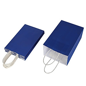 50 Pack 5.25x3.25x8.25 inch Small Paper Bags with Handles Bulk, Oikss Kraft Bags Birthday Wedding Party Favors Grocery Retail Shopping Business Goody Craft Gift Bags Cub Sacks (Royal Blue 50PCS Count)