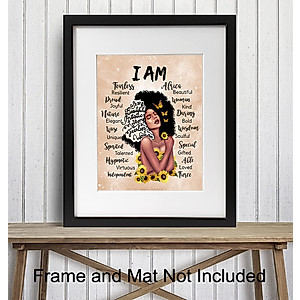 Black Girl Magic Positive Affirmations Wall Art - Black women Women's empowerment Motivational poster - Black Art - Afro African Americans Women - Inspiration Inspirational Wall Art & Decor UNFRAMED