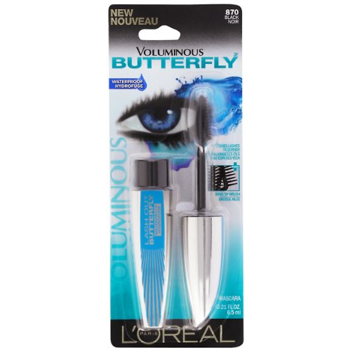 L'Oreal Paris Voluminous Butterfly Mascara, Waterproof, Black, 0.22 Fl. Oz., 1 Count